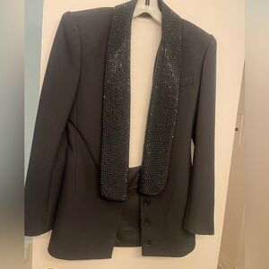 AREA | Jackets & Coats | Area Crystal Embellished Tuxedo Dress Nwt Size ...